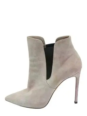 Casadei 120mm Pointed-toe Suede Boots - Grey