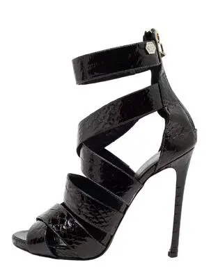 Philipp Plein 120mm Python-skin Sandals - Black