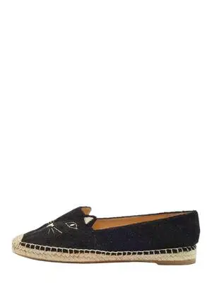 CHARLOTTE OLYMPIA Kitty Embroidered Espadrilles - Black