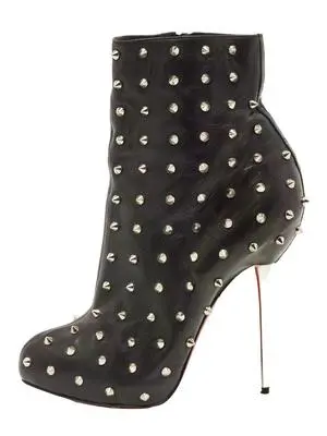 CHRISTIAN LOUBOUTIN 95mm Big Lips Spiked Leather Boots - Black