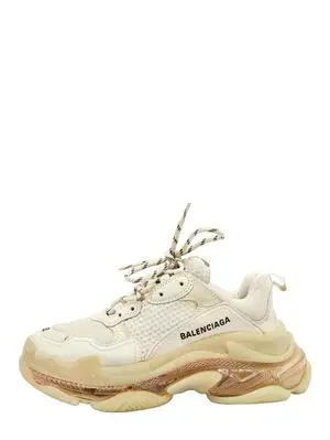 Balenciaga Triple S Leather Sneakers - Neutrals