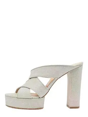 Casadei 120mm Glitter Platform Sandals - Silver