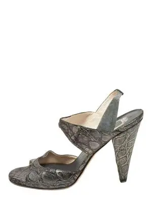 Dior 100mm Crocodile-embossed Slingback Sandals - Grey