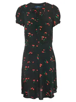 Polo Ralph Lauren Cherries-print Tie Midi Dress - Black