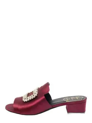 ROGER VIVIER 35mm Crystal-buckle Satin Sandals - Red