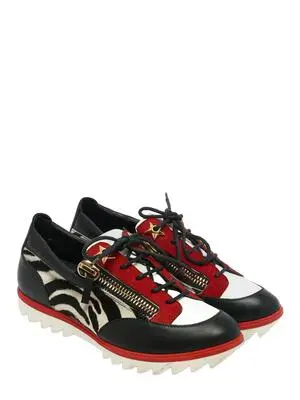 GIUSEPPE ZANOTTI 2016 Zebra Pony-hair Leather Sneakers - Black