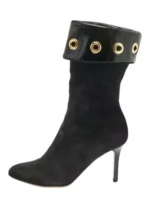 JIMMY CHOO 85mm Panelled Leather Eyelet Boots - Black