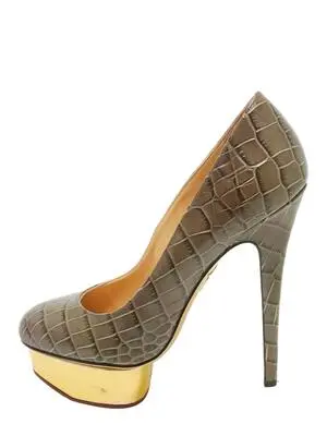 CHARLOTTE OLYMPIA Dolly Croc-embossed Platform Pumps - Brown