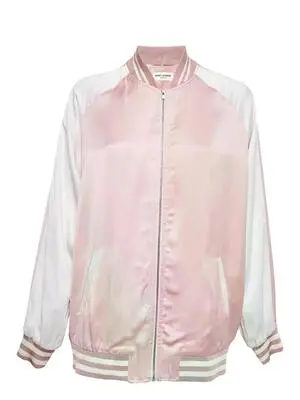 Saint Laurent Satin Bomber Jacket - Pink