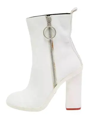 Off-White Leather Zip-up Boots - White