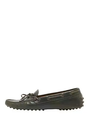 TOD'S Leather Boat Shoes - Green