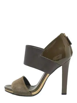 Gucci Patent Leather And Suede Sandals - Green