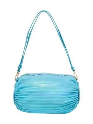 Loewe 2024 Pleated Leather Shoulder Bag - Blue