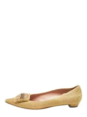 Prada Embellished Pointed-toe Ballet Flats - Brown