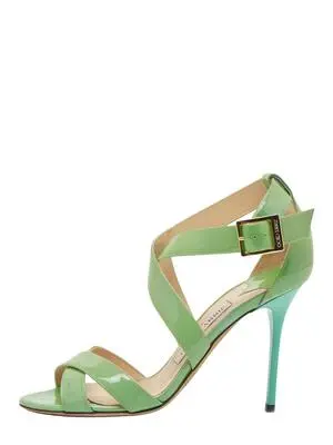JIMMY CHOO 100mm Louise Patent-leather Sandals - Green
