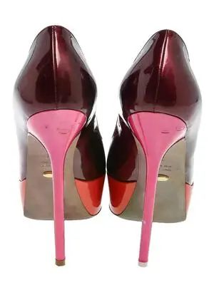 SERGIO ROSSI Patent Leather Platform Pumps - Red