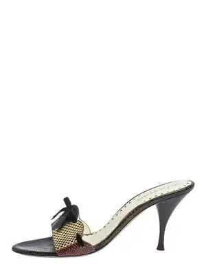 Saint Laurent Snakeskin Bow Sandals - Brown