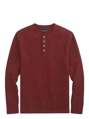 Mack Weldon Long Sleeved Waffle Knit Henley Tee - Aged Port