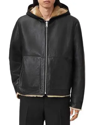 ALLSAINTS Mostyn Shearling Reversible Bomber Jacket - Black/brown