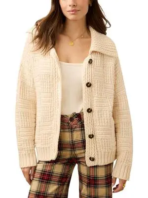Faherty Brand Textured Cardigan Sweater - Cream