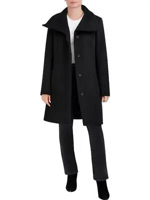 Cole Haan Convertible Collar Button Up Coat Black