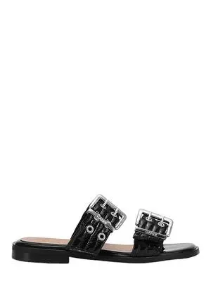GANNI Buckled Slide Sandals - Black