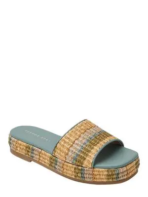 Jack Rogers Bay Raffia Flatform Sandals - Seafoam Stripe