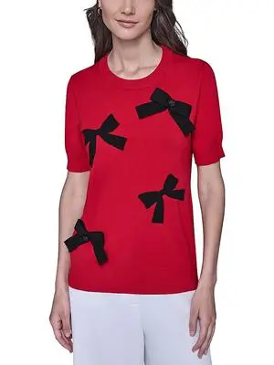 Karl Lagerfeld Short Sleeve Bow Sweater - Admiral/ Black