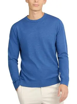 Onia Extra Fine Merino Wool Crewneck Sweater - Cobalt Blue Melange