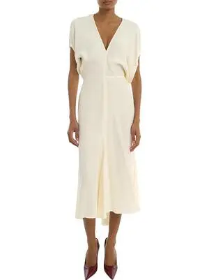 Victoria Beckham Blouson Detail Midi Dress - Ivory