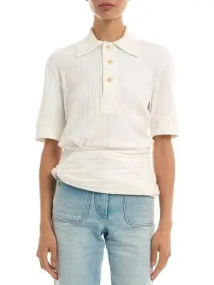 Victoria Beckham Twist Detail Polo Top - White