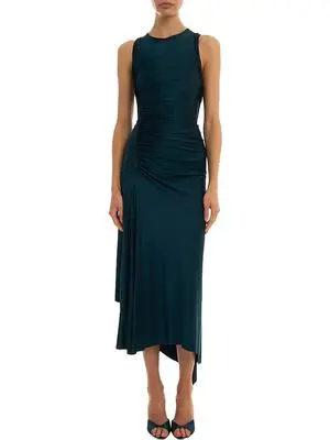 Victoria Beckham Sleeveless Twist Midi Dress - Dark Teal