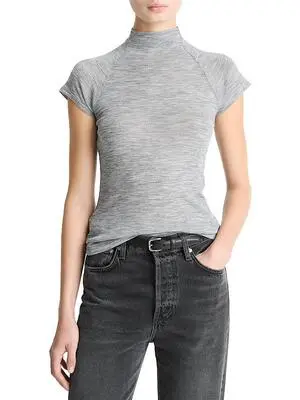 Vince Cap Sleeve Raglan Mock Neck Top - Heather Thistle