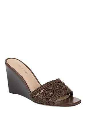 Veronica Beard Ellen Woven Wedge Sandals - Walnut