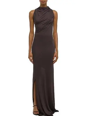 Helmut Lang Draped Maxi Dress - Dark Roast