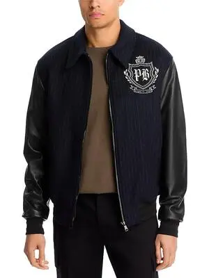 Balmain Pinstripe Varsity Jacket - Navy/multi