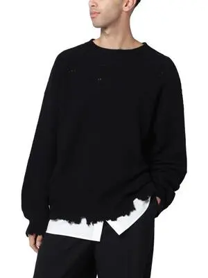 MAISON MARGIELA Distressed Hem Cotton Sweater - Black