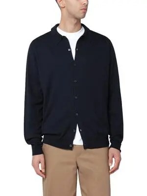 John Smedley Wool Cardigan - Blue
