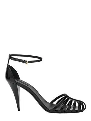 Givenchy Patent Leather Cage Heeled Sandals - Black