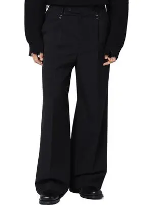 MAISON MARGIELA Wool-blend Trousers With Staple Embellishments - Black