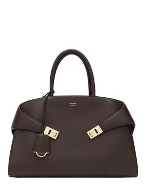 FERRAGAMO Hug M Leather Handbag - Brown