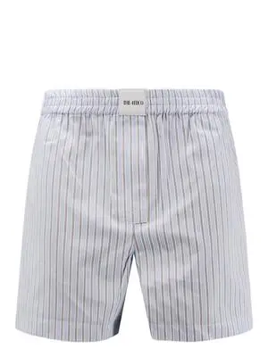Attico Striped Cotton Shorts - Blue