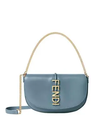 Fendi Wallet On Chain Leather Crossbody Bag - Blue