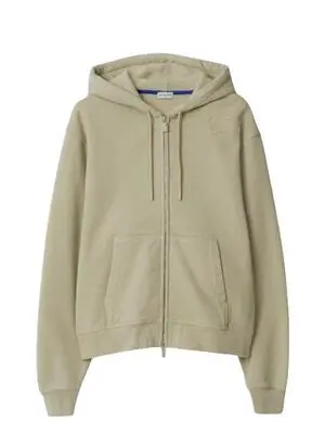 Burberry Embroidered Zip-up Hoodie 80946161 - Khaki