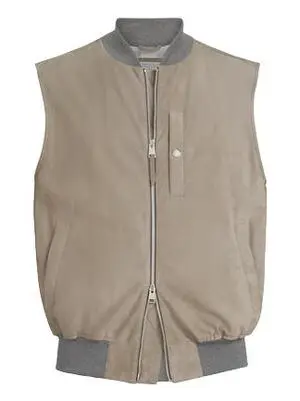 Brunello Cucinelli Suede Vest With Thermore® Padding - Khaki