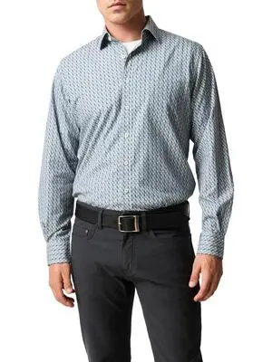 Rodd & Gunn Maitlands Sports Fit Geometric Print Cotton Poplin Button-up Shirt - Dusk