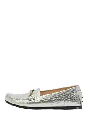 TOD'S Croc-embossed Loafers - Silver