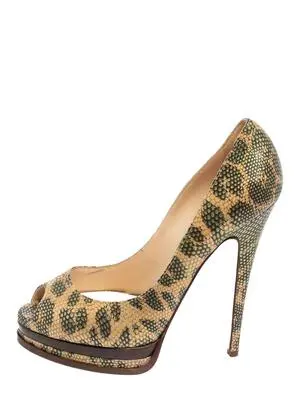 Casadei 150mm Lizard-embossed Platform Pumps - Neutrals