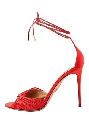 AQUAZZURA 80mm Pleated Satin Sandals - Red