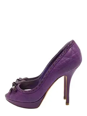Dior Cannage Bow Leather Pumps - Purple